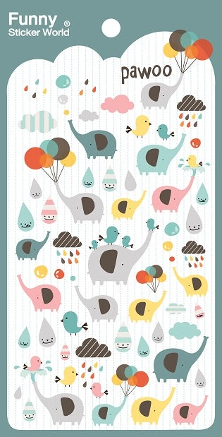 Pawoo Rainy Day Elephant Gel Stickers by Funny Sticker World *NEW ...