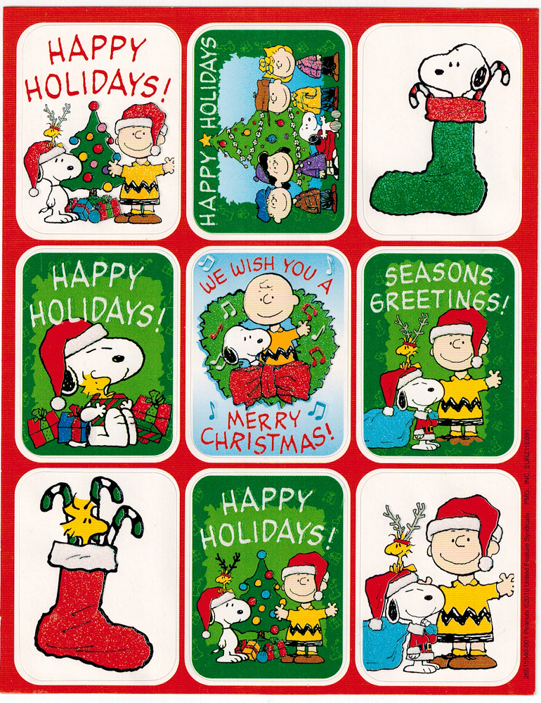 Glitter Snoopy & The Peanuts Christmas Sticker Sheet by Eureka ...