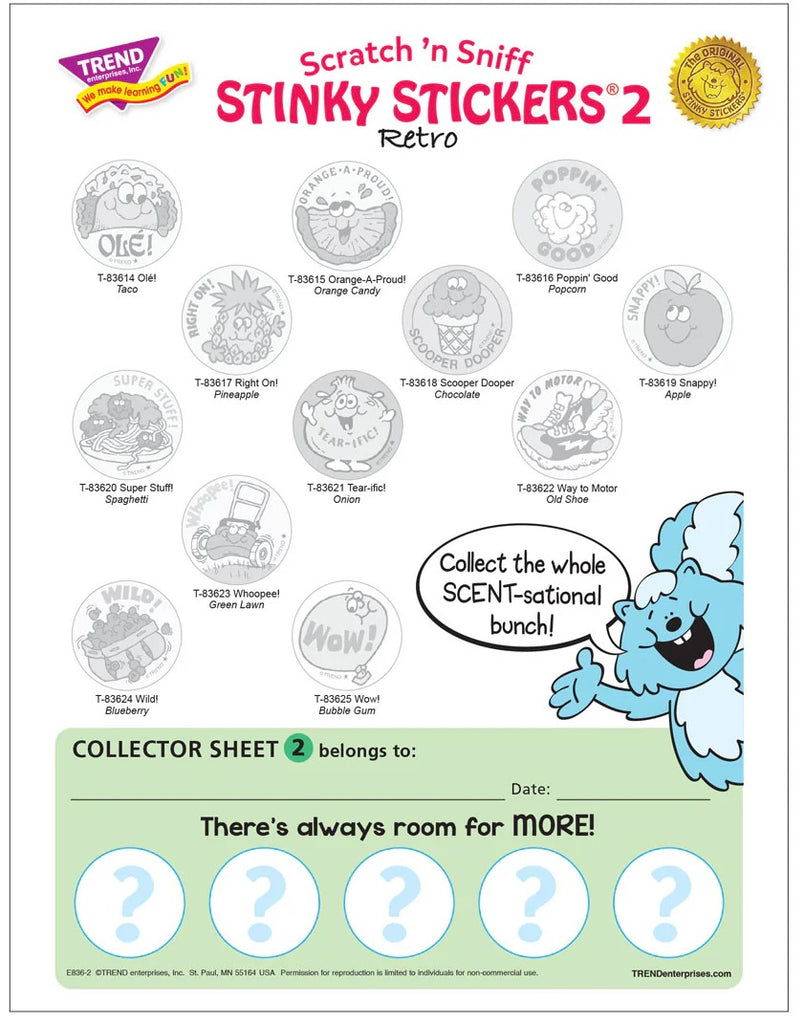 Retro Stinky Stickers Collector Sheet #2 Download | EverythingSmells