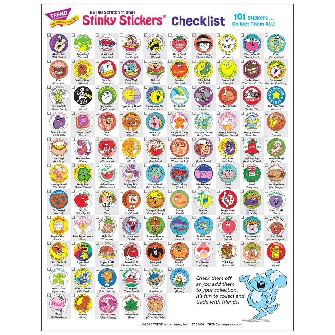 Retro Stinky Stickers Collector Checklist - Free Printable ...