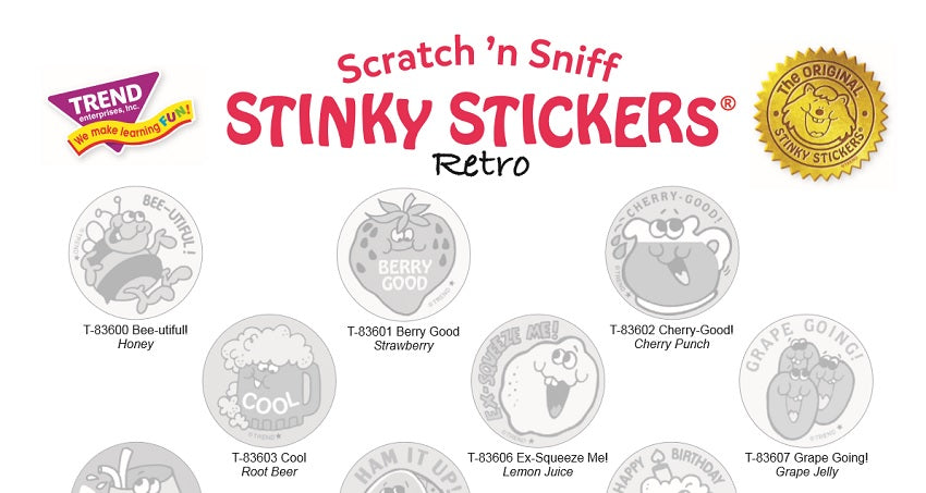 Retro Stinky Stickers Collector Sheet #1 Download | EverythingSmells
